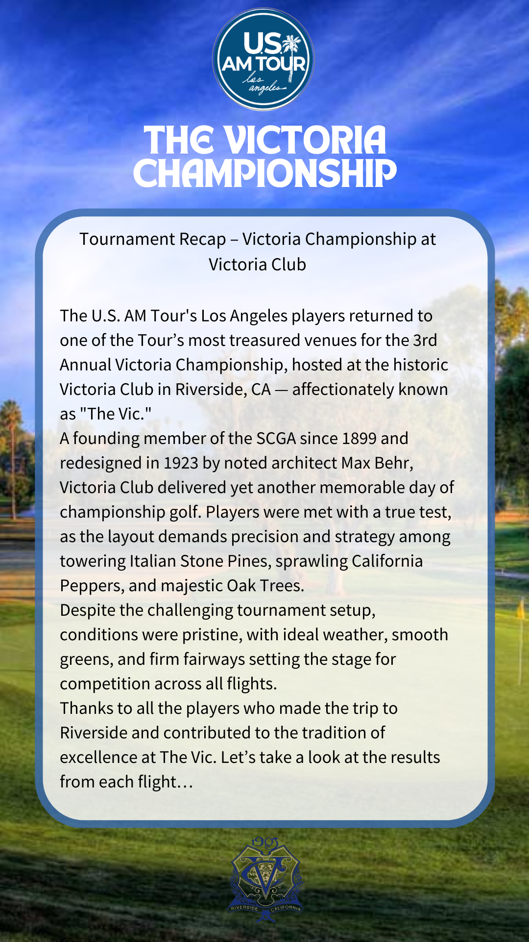 Victoria AM Championship - Full Field Scores Leaderboard | US Am Tour