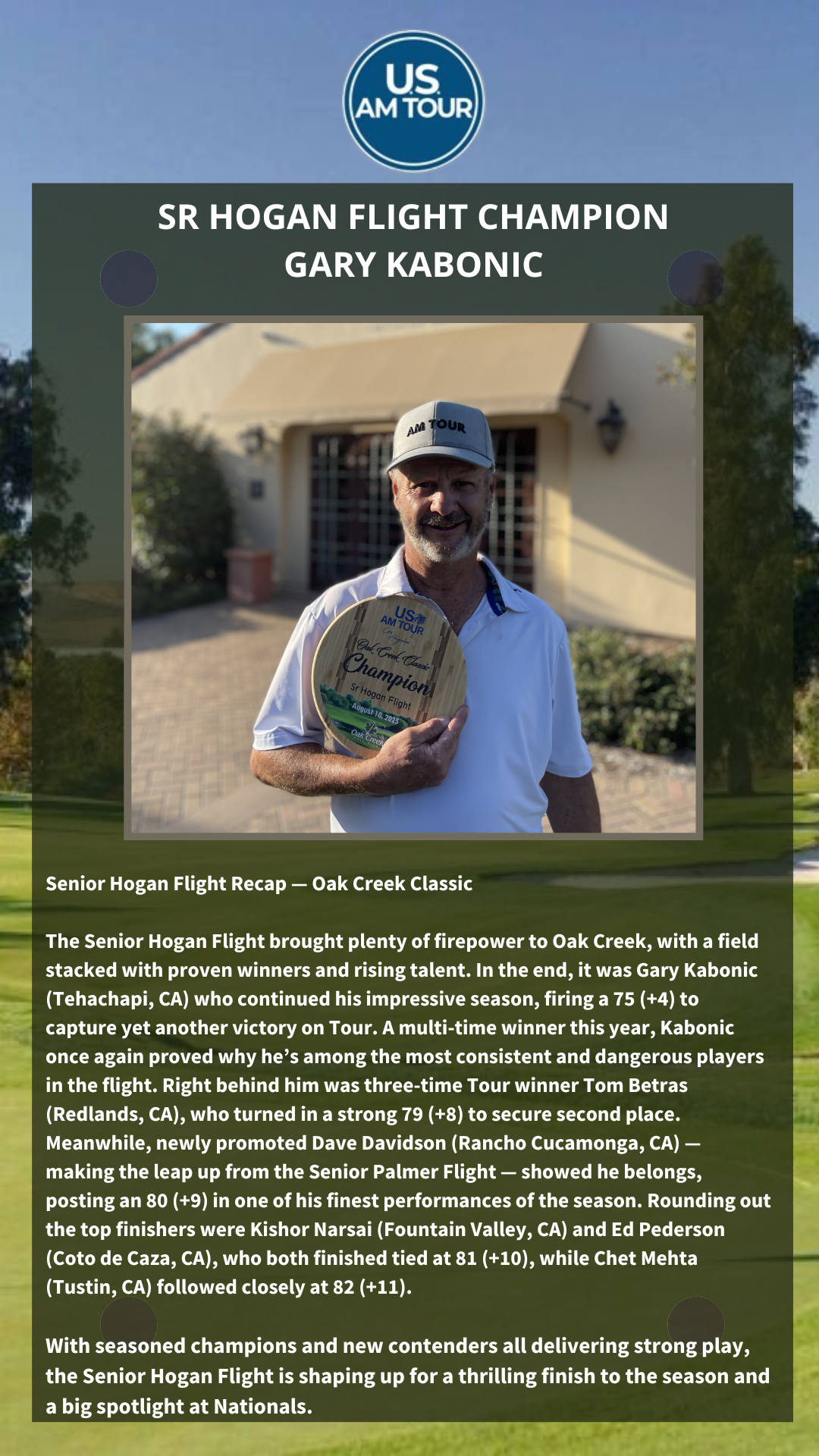 Oak Creek Classic - Player Flight Leaderboard | US Am Tour