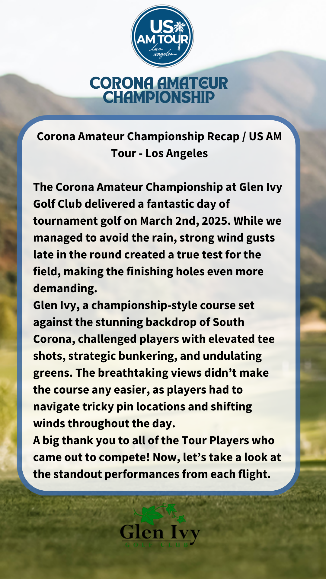 Corona Amateur Championship - Jones Flight Leaderboard | US Am Tour