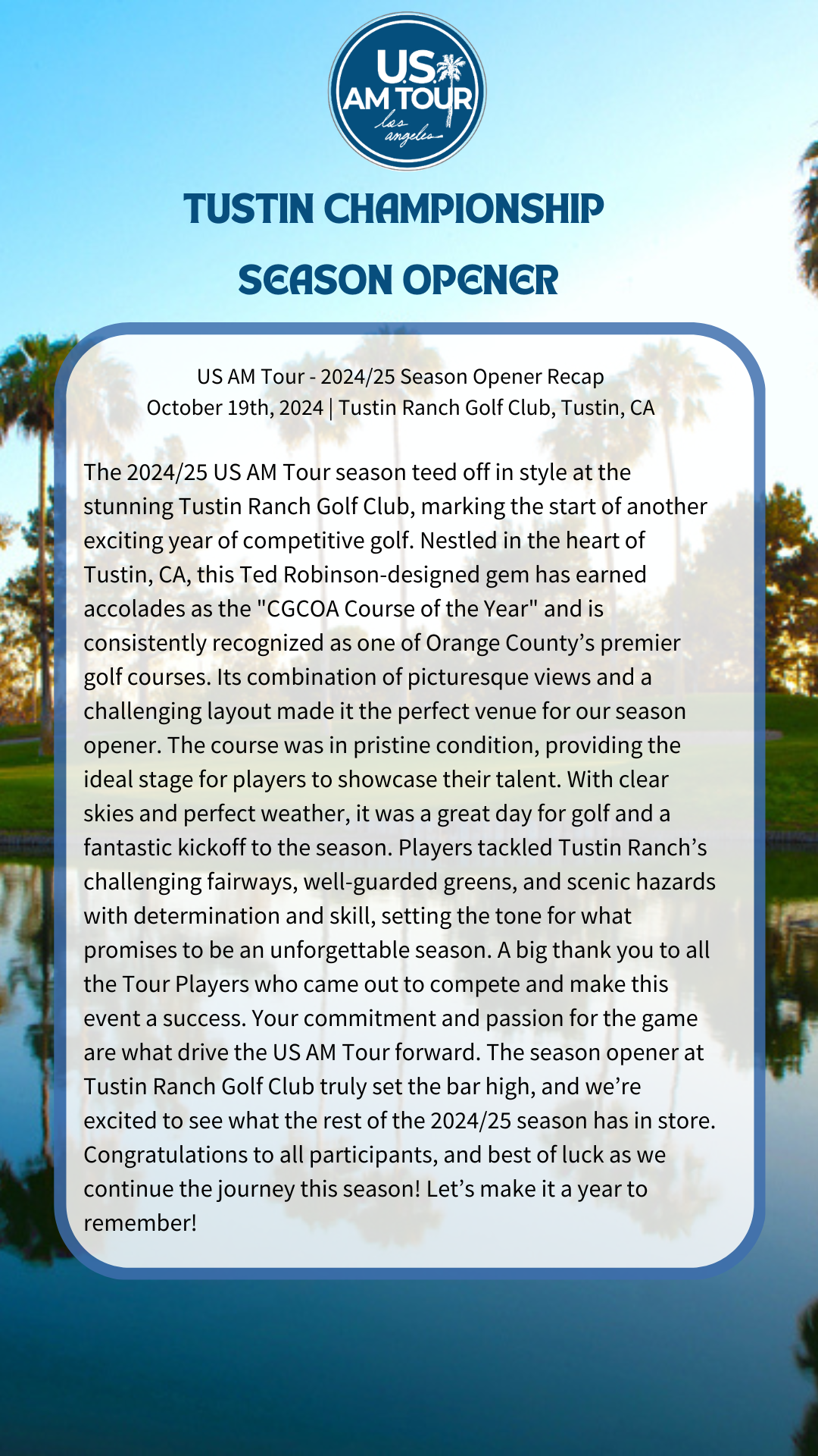 Tustin Championship - Full Field Scores Leaderboard | US Am Tour